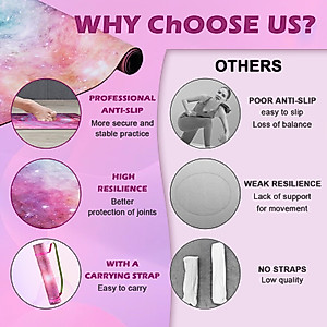 GOOGIC Suede Rubber Yoga Mat, Non-Slip Yoga Mat 4.5mm Thick Lightweight Printed Travel Mat with Strap Exercise Mats for Home Workout- Ideal for Yoga, Pilates, Fitness(Galaxy Pink)