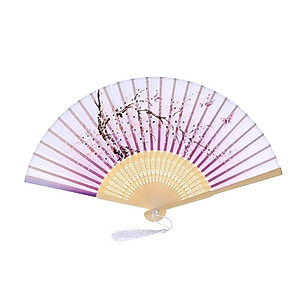 ZAEGO Chinese Fan Folding Hand Fan Chinese Style Dance Wedding Party Lace Silk Folding Hand Held Flower Fan Handheld Folding Fan Japanese Fan (Color : Onecolor, Size : 21 * 55cm)