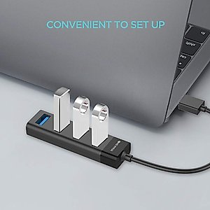 4-Port USB 3.0 Hub, KEYMOX Compact Size Data USB Hub for MacBook, Mac Pro, Mac Mini, iMac, Surface Pro, XPS, PC, Flash Drive, Mobile HDD (Charging Not Supported)