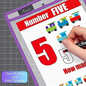 Dry Erase Sleeves – Multicolor Dry Erase Pockets – Reusable Classroom Sheet Protectors – Dry Erase Sheet Protectors with Oversize Pockets – Pack of 12 Heavy Duty Page Protectors