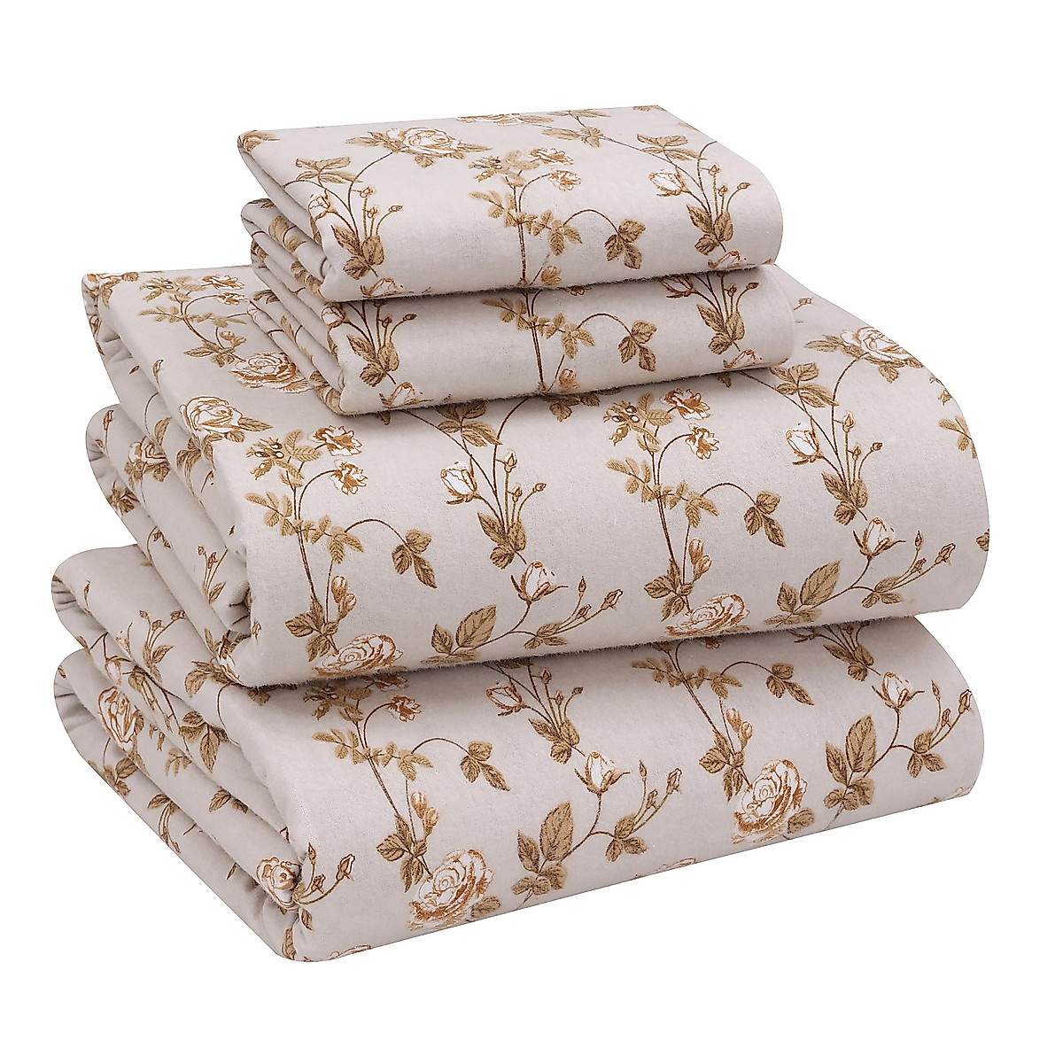 RUVANTI Flannel Sheets Full Size - 100% Cotton Double Brushed Bed Sheets Set, Deep Pockets 16 Inches, All Seasons Breathable & Extra Soft Full Sheets, Warm & Cozy, 4 Piece, Dazzale