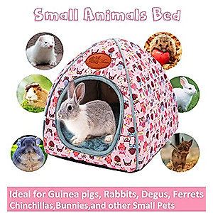 AFYHH Rabbit Guina-Pig House-Bed Hideout - Hamster Toys Large Cave for Dwar Bunny Hedgehog Bearded Dragon Winter Nest Cage Guinea Pig Accessories (Pink)
