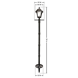 Gama Sonic GS-105S-G Baytown Ez Anchor Lamp, Post, Bright White LED, Black