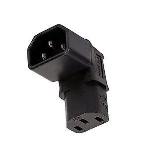 Vrllinking IEC C14 to C13 90 Degree Power Adapter for LCD Wall Mount TV/Computer Host/Monitor/Rice Cooker/Electric Kettle,10A PDU Plug, Up/Down Right Angled IEC Power Adapter (2 Pack/Black)