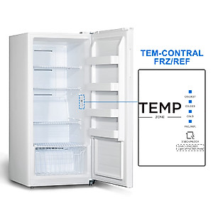 Techomey Frost Free Upright Freezer/Refrigerator 13.8 Cu.Ft, Standing Freezer with Front Single Door for Garage, No Handle, White