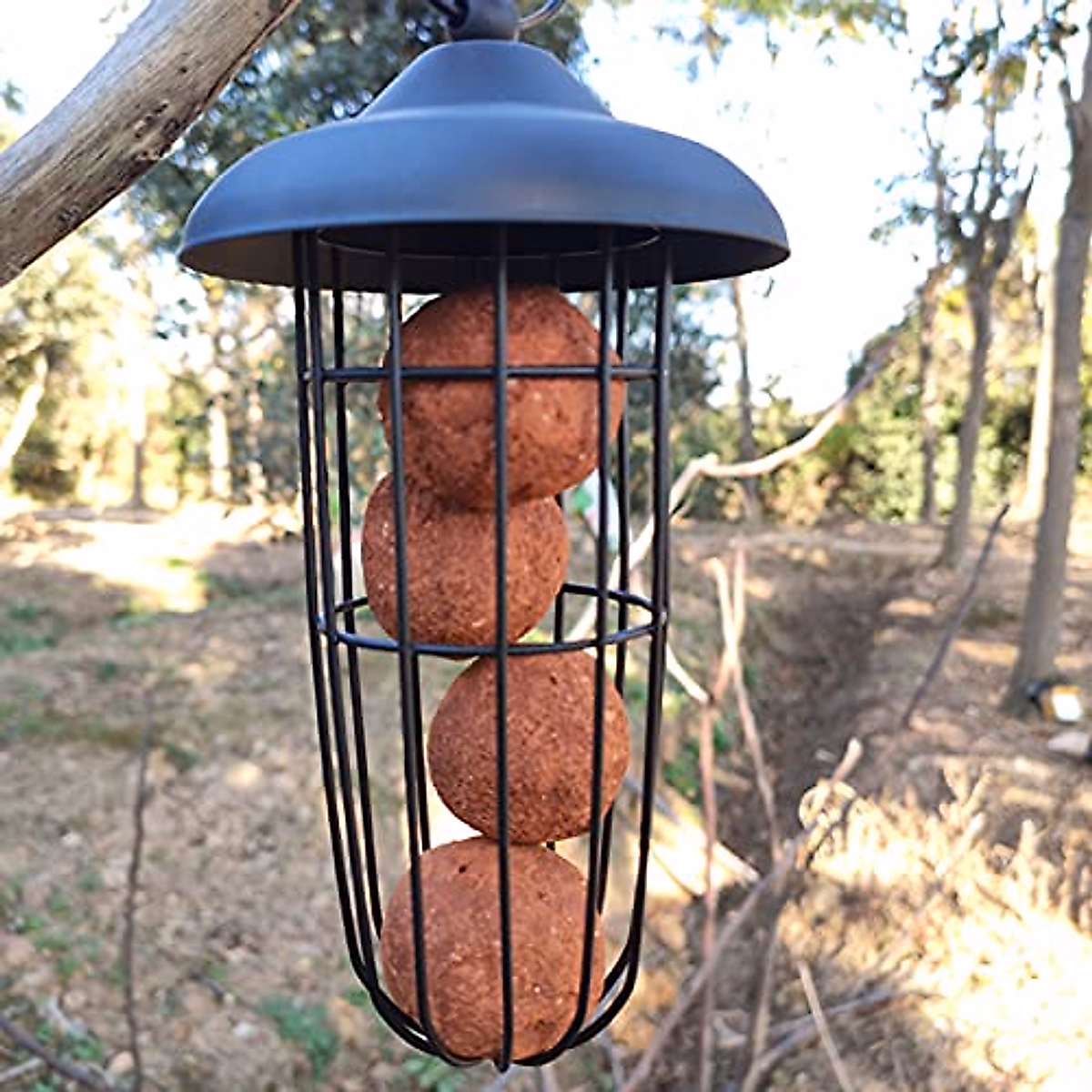 Haokaini Outdoor Bird Feeder, Wild Bird Feeder Tube Metal Mesh Hanging Fat Ball Holder Bird Feed Dispenser for Garden Backyard Outside