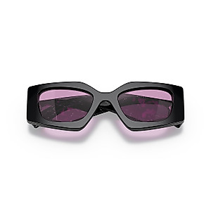 Prada PR 15YS 1AB07Q Black Plastic Irregular Sunglasses Purple Mirror Lens