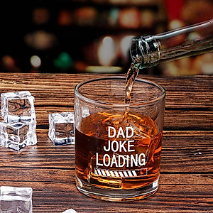 Dad Gift - Dad Joke Loading Whiskey Glass, Funny Old Fashioned Whiskey Glass for Men, Dad, New Dad, Father, Grandpa, Gift Idea for Birthday, Father's Day, Thanksgiving, Baby Shower