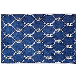 Brumlow Mills Nautical Rope Ocean Trellis Knot Area Rug for Beachy Home Décor, Living Room Carpet, Kitchen Mat or Entryway Rug, 2'6" x 3'10", Blue