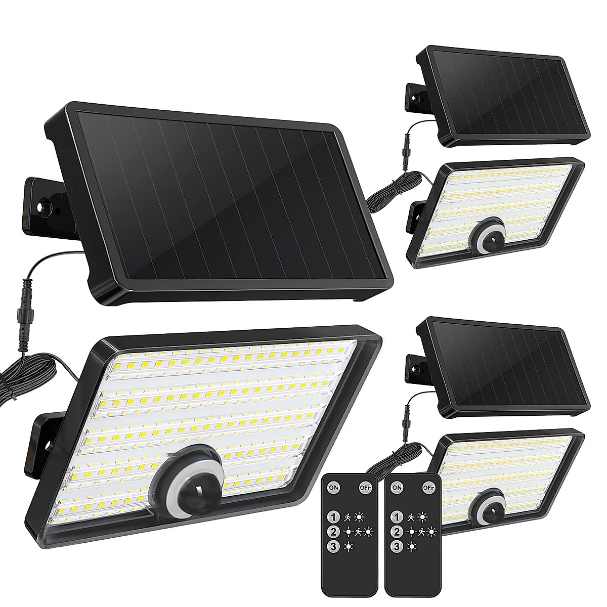3Pack Solar Lights Outdoor,2000 Lumens 88 LED Solar Powered Motion Sensor Flood Lights Security with Remote ,Wall lights Dusk to Dawn Sensor Lights Waterproof for Door Shed Patio Barn Garden Garage