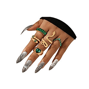 CSIYANJRY99 Gold Snake Rings Set Snake Knuckle Rings for Women Medusa Jewelry Egyptian Accessories Finger Rings Boho Vintage Stacking Rings D