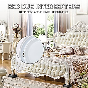 Bed Bug Interceptors with Anti Skid Pads | Bed Bug Trap | Bed Bug Traps and Detectors | Bed Bug Traps for Bed (White - 4 Pcs)