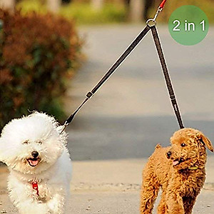 Vastar Double Dog Walker, Adjustable Heavy Duty Double Dog Leash for Pets, No Tangle Two Dogs Training Leash for Dogs up to 110 Pounds, Premium Quality Dog Leash Coupler for 2 Dogs