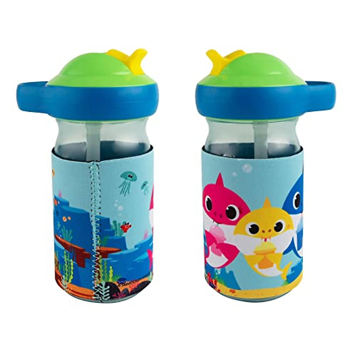 The First Years Baby Shark Chill & Sip Kids Insulated Water Bottle — Baby Shark Water Bottles with Straw and Insulated Cool Wrap — 12 Oz — 24 Months and Up