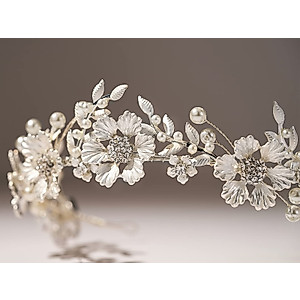 SWEETV Bridal Headband Silver Tiara for Bride Headpieces for Wedding Hair Accessories for Brides Prom Photography