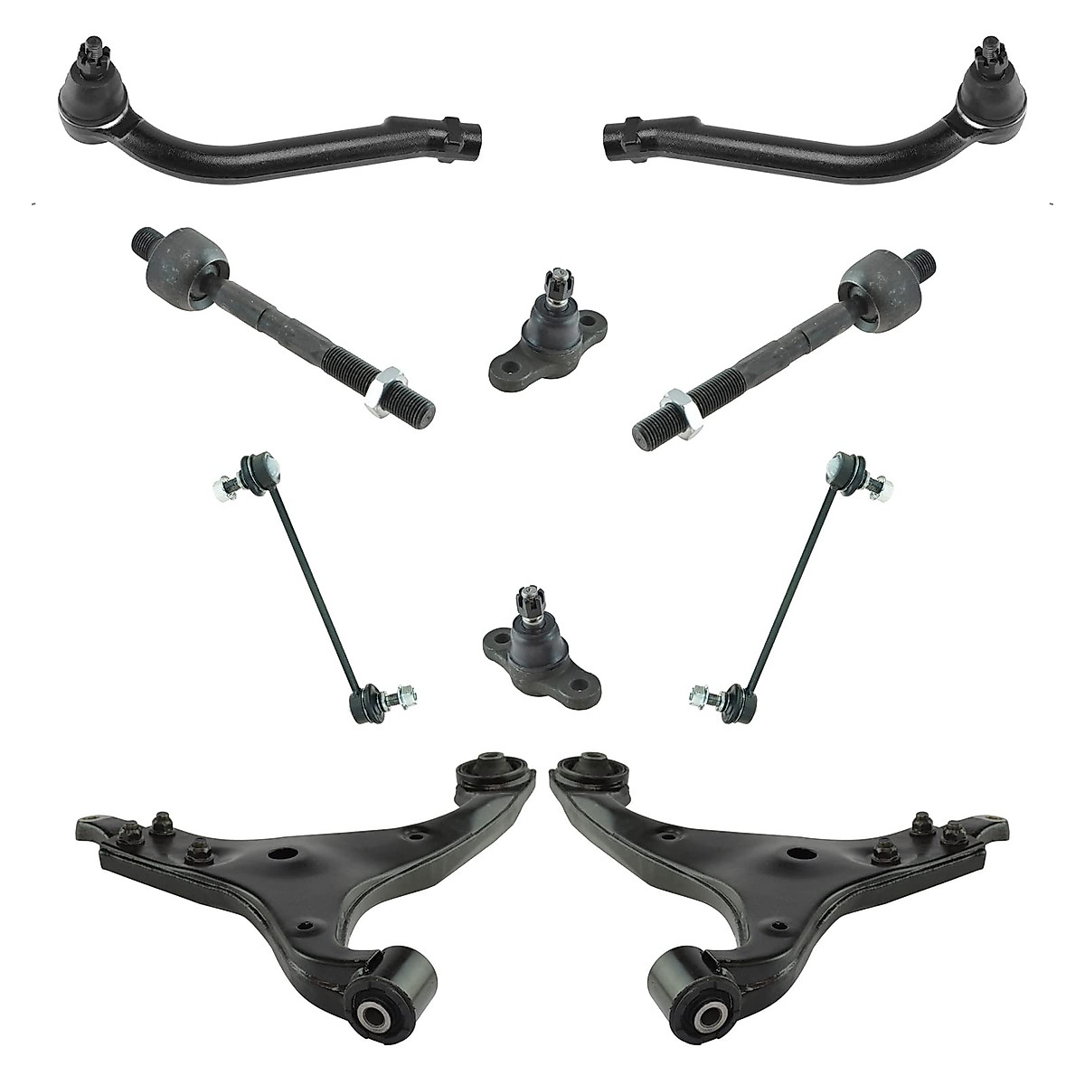 TRQ Front Steering & Suspension Kit Ball Joint Control Arm Sway Bar Stabilizer Link Tie Rod Compatible with 2007-2010 Hyundai Elantra