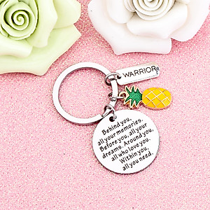 FEELMEM IVF Pineapple Gifts Infertility Warrior Gift Behind You All Your Memories Before You All Your Dreams Keychain IVF Gift for Infertility Mom (Pineapple-ky)