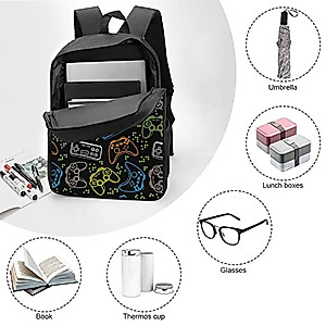 Aeoiba Colorful Video Game Laptop Computer Backpack, Multi-functional School Hiking Work Daypacks Waterproof Business Computer Backpack Bag Fit 15.6 Laptop and Notebook