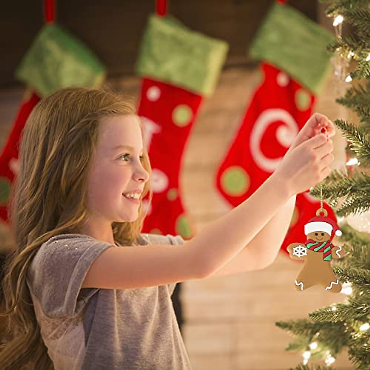 WWW 12 Pieces Christmas Gingerbread Ornaments Set, 2" x 2.8" Ginger Man with Strings Figurine Hanging Ornaments for Xmas Tree Festive Season Holiday Party Decoration DIY Craft