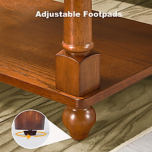 JESONVID Narrow End Table with Drawer and Shelf, Solid Wood Sofa Side Table 2-Tier Skinny Table with Storage Slim Bedside Table for Small Spaces Living Room-Cherry Brown