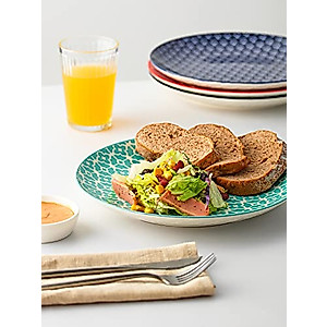 DOWAN 10" Colorful Dinner Plates - Set of 6, Large Ceramic Plates for Salad, Pasta, Pancakes, Steak - Serving Plates for Party, Wedding, Easter, Restaurant, Picnic - Dishwasher & Microwave Safe