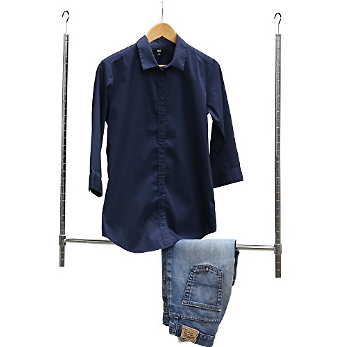 SimpleHouseware Adjustable Closet Hanging Rod, Chrome