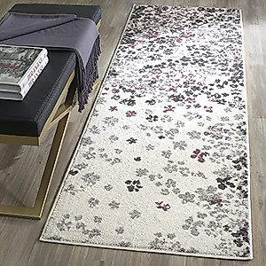 SAFAVIEH Adirondack Collection Runner Rug - 2'6" x 8', Light Grey & Purple, Floral Design, Non-Shedding & Easy Care, Ideal for High Traffic Areas in Living Room, Bedroom (ADR115M)