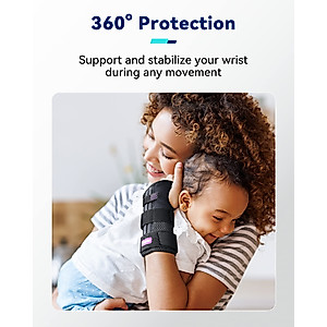 Fitomo Carpal Tunnel Wrist Brace Night Support with 3 Metal Splints for Sleeping and Soft Thumb Opening, Adjustable Wrist Support Hand Brace for Tendonitis Arthritis Sprains, 1 Unit, Right Hand