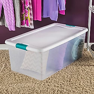 Sterilite 106 Quart (4 Pack) & 64 Quart (6 Pack) Latching Clear Plastic Storage Organizer Tote Tub Container Bin Box for Organization and Storage