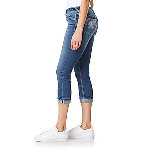WallFlower Women's Size Luscious Curvy 23.5" Crop Mid-Rise Bling Insta Stretch Juniors (Standard, Cedar, 18 Plus