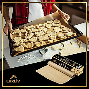 LuxLiv® 164ft Unbleached Brown Parchment Paper Roll for Baking, Sourdough Bread Baking Supplies, Wax Paper Roll, Cooking Paper - Extra Thick & Non-Stick Greaseproof 1ft Width Sheets for Oven.