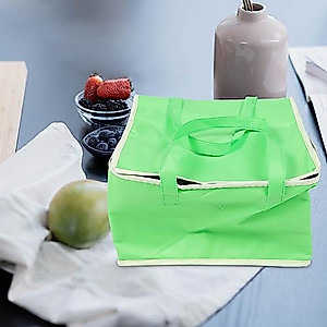 Pizza Thermal Bag Insulated Reusable Grocery Bag Food Bag Cooler Bag Food Warmer Bag Pizza Bags Thermal Food Carrier for Hot and Cold Food Green Zip Ties Outdoor