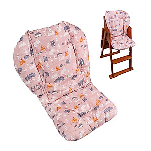 Longwuny High Chair Cushion, High Chair Cover Padhigh Chair Pad Cover, Soft and Comfortable, Light and Breathable, Make The Baby Sit More Comfortable (Pink Forest Animal Pattern)