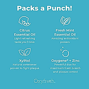 Premium Oxyfresh Maximum Fresh Breath Lemon Mint Toothpaste - Clean Teeth & Fresh Breath - Natural Essential Oils & Natural Xylitol to Help Fight Tartar - SLS & Fluoride Free, 3-5oz