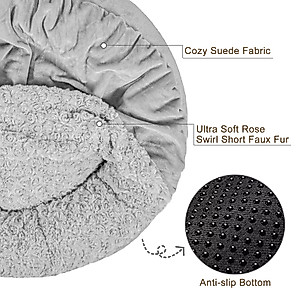 JOEJOY Dog Beds for Small Medium Dogs, Cozy Cuddler Luxury Puppy Pet Bed with Blanket Attached, Donut Round Calming Anti-Anxiety Dog Burrow Cave Bed - Anti-Slip Bottom and Machine Washable 26 inch