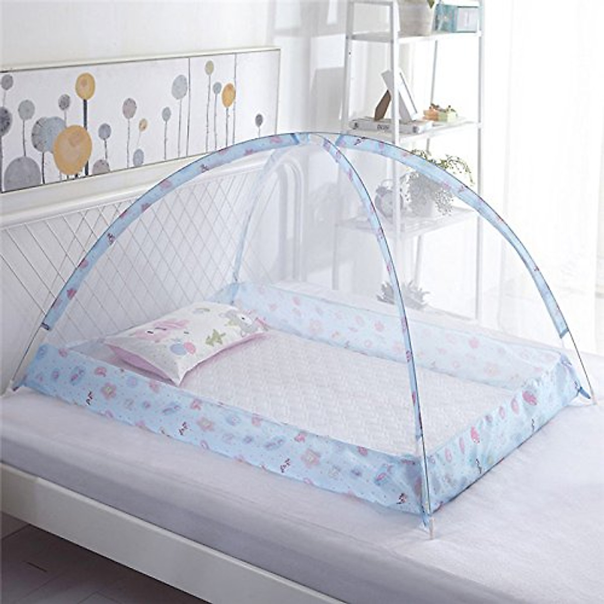 Rrut Baby Safety Net Tent, Premium Baby Bed Canopy Netting Cover Mesh Nursery Mosquito Net - Stylish and Sturdy Infant Crib Tent Net - Protect Your Baby from Falls or Bites Purple 90CM×120CM