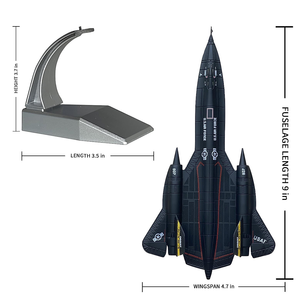 SR-71 Blackbird Model Plane 1/144 SR71 Blackbird Aircraft Model Metal Blackbird Aircraft Model Military Fighter Attack Airplane Model with a Free Bomb Loading Vehicle for Collection or Birthday Gift