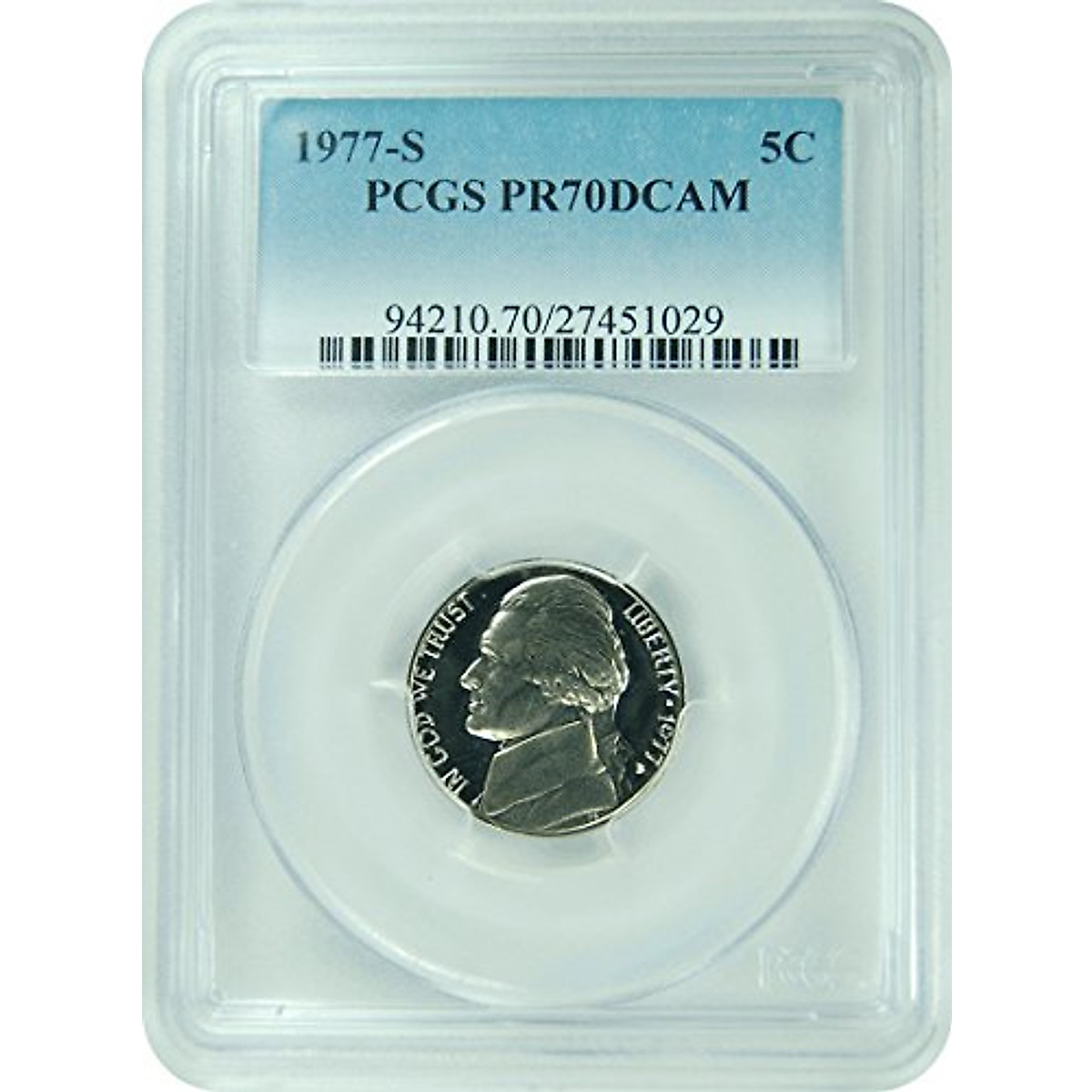 1977 Jefferson (New PCGS Label) Nickel PR-70 PCGS DCAM