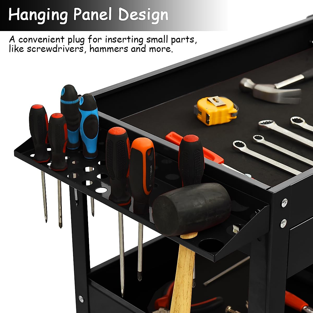 IRONMAX 3 Tier Tool Chest, Heavy Duty Industrial Utility Service Cart with Drawer & Wheels, Rolling Mechanic Tool Box Organizer for Garage Warehouse Workshop Repair Shop Office, 330 LBS Capacity