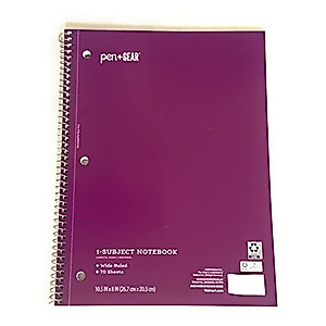 Pen + Gear 1 Subject Notebook, Wide Ruled, 70 Sheets (Yellow & Purple)