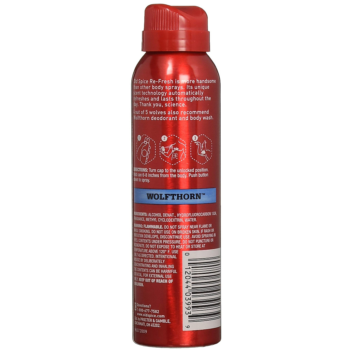 Old Spice Wild Collection Re-Fresh Deodorant Body Spray, Wolfthorn 3.75 oz (Pack of 4)