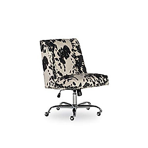 Linon Clayton Black Cow Print Office Chair, Metallic