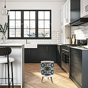 Trash Can with Lid Bandana Print Seamless with Paisley Ornament Silk Neck Scarf or Wood Small Garbage Bin Waste Bin for Kitchen Bathroom Bedroom Press Cover Wastebasket 7L/1.8 Gallon