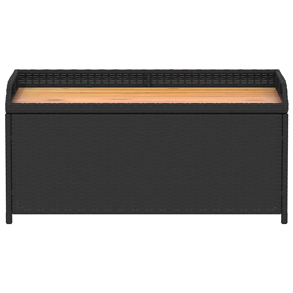 vidaXL Outdoor Storage Bench - Black Poly Rattan & Acacia Wood with Water-Resistant Storage Bag, 39.4"x19.7"x20.5"