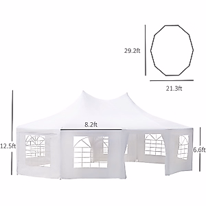 Outsunny 29 x 21 ft Party Tent, Wedding Tent with Sidewalls, Heavy Duty Event Tent with 2 Doors and 8 Windows, Outdoor Gazebo Tent for Party, White
