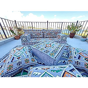 Floor Cushions, Gray Floor Sofa Seating Set, Traditional Arabic Sofa, Ottoman Couch, French Matress, Arabic Majlis, Sectional Sofa, Pouffs (Sofa Full Set)