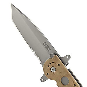 COLUMBIA RIVER KNIFE & TOOL M16-14ZSF EDC Folding Pocket Knife: Everyday Carry, Serrated Edge Blade, Tanto, Automated Liner Safety, Dual Hilt, Bead Blast Blade / Desert Nylon Handle, 4-Position Pocket Clip,Beige