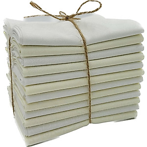 Tone on Tone Fat Quarter Bundles (18”x22”) - 12 Pack - Premium Fabrics for Quilting, Sewing, & DIY Projects (White & Cream)