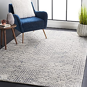 Safavieh Abstract Collection Area Rug - 8' x 10', Grey & Ivory, Handmade Wool, Ideal for High Traffic Areas in Living Room, Bedroom (ABT225F)