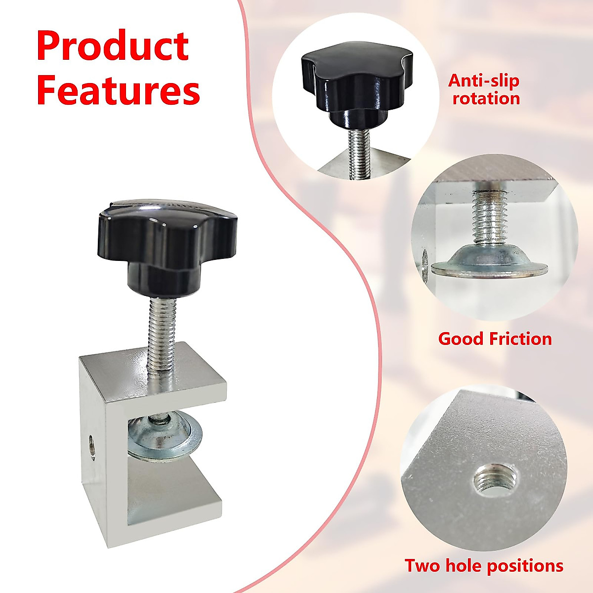 TKGKHK 4 Pack Heavy Duty Universal C-Clamp,Sturdy Quick Release U Clip,Desktop Mount Holder Stand,Base Stand Mounting Accessory